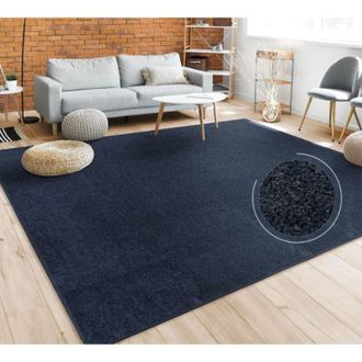 Paco Home Paco Home - Teppich Wohnzimmer Einfarbig Schlicht Und Modern Kurzflor, Versch. Gr&ouml;&szlig;en Farben 200x280 cm, Navy-Blau