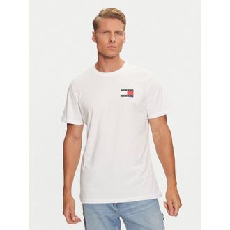 Tommy Jeans T-Shirt Essential Flag DM0DM20740 Wei&szlig; Slim Fit