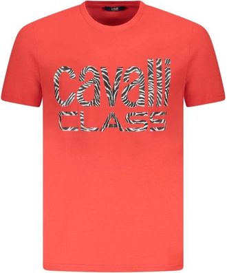 Cavalli Homme, Tops, Orange, Taille: XL T-shirt Homme en Coton Rouge