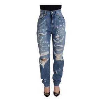 Dolce & Gabbana Femme, Jeans, Bleu, Taille: 32 FR Jean Denim Bleu D&eacute;chir&eacute; avec Fermeture &Eacute;clair