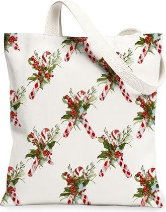 Generic Sacs fourre-tout en toile de vacances, sacs de courses r&eacute;utilisables, respectueux de lenvironnement, l&eacute;gers et lavables pour G, Blanc, 13x15 Inch