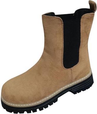 Generic Bottines Chelsea pour femme - Coupe large - Style britannique - Style britannique - Confortable - &Agrave; enfiler - Pour la marche, le bureau et lext&eacute;rieur,