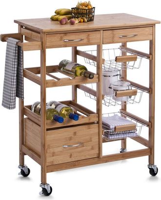 ZELLER Chariot de cuisine, meuble mobile - bambou Zeller