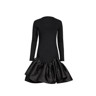 Marques Almeida Robe midi &agrave; jupe bouffante en coton m&eacute;lang&eacute;