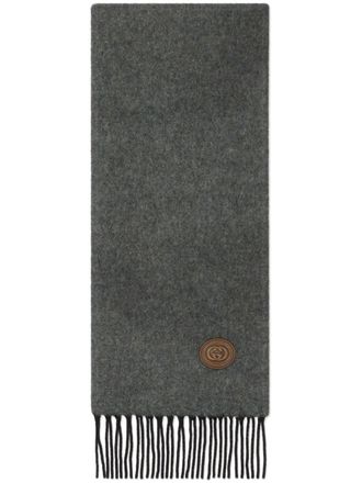 Gucci Kaschmirschal mit GG-Patch - Grau