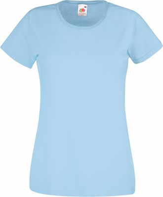 Fruit Of The Loom Damen Lady-Fit T-Shirt Gr&ouml;&szlig;en - Shirtarena B&uuml;ndel, Farbe:Pastellblau, Gr&ouml;&szlig;e:XS