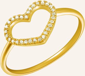 Leaf Ring Herz Aus 18 Karat Gelbgold Mit Diamanten gold