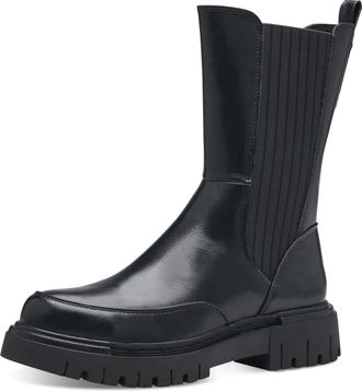 Marco Tozzi Damen Chelsea Boots aus Kunstleder Plateau, Schwarz (Black), 38