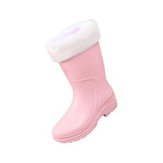 Generic Bottes de pluie mi-mollet pour femme - Bottes de pluie dhiver chaudes avec doublure en peluche amovibles et lavables - Imperm&eacute;ables et antid&eacute;rapantes 