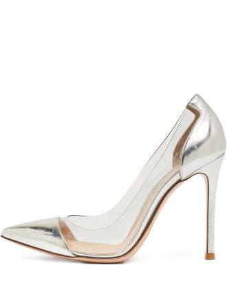Gianvito Rossi Pre-owned Spitze Plexi Pumps im Metallic-Look 100mm - Silber