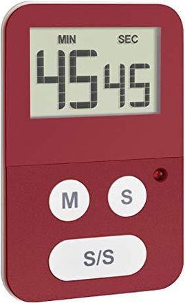 TFA Dostmann Digitale Stoppuhr mit Timer, 38.2047.05, mit Alarm LED, klein und handlich, rot