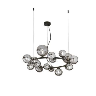 Luce-Ambiente-Design Black Metal Honey Suspension with 16 Smoked Diffusers