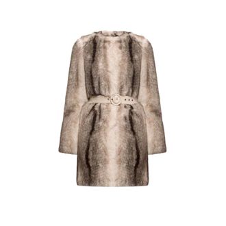 Twinset Gradient Eco-Fur Detachable Belt Coat - - Coats - Damen - Beige - XL