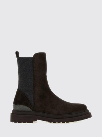 Brunello Cucinelli Zweifarbige Leder-Chelsea-Stiefel mit Profilsohle