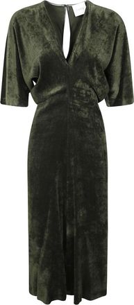 Nude Nude, Femme, Robes, Vert, Taille: 38 FR Abito scollo V velluto lungo