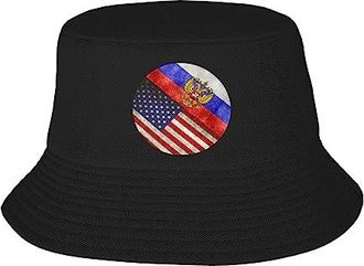 Generic Chapeau De Seau Drapeau R&eacute;tro Am&eacute;ricain Et Russe Chapeaux De Soleil De Plage Pliable Mode Bonnet De Soleil, pour De P&ecirc;che, Plage, Sports, 56-58cm