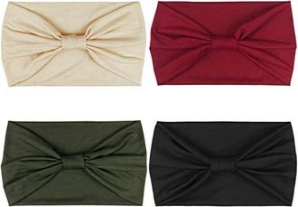 Dreshow 4 Pièces Bandeau Cheveux pour Femme Bandeaux Hiver Serre-Tête Tricoté Oreille Réchauffeur Chaud Noué Bande Elastique Cheveux,Taille unique,4 Pack Knot