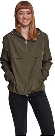 Urban Classics Veste Coupe-Vent de Mi-Saison pour Femme, Poche Kangourou, Poignets Élastiques, Capuche et Taille à Cordons, Col Zippé, 100% Polyester, dark olive, Ta