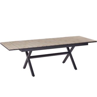 Beliani Gartentisch Graphitgrau Kunstholz und Aluminium Ausziehbar f&uuml;r 8 Personen 184/242 x 90 cm Rechteckig Modern Outdoor Terrasse Garten M&ouml;bel