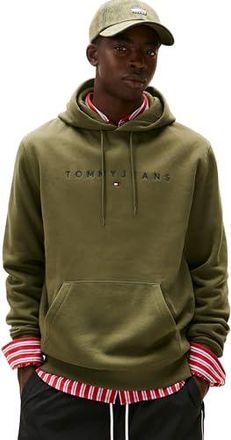 Tommy Jeans TJM REG Linear Logo Hoodie EXT DM0DM20746 Pull &agrave; Capuche pour Homme, Vert fonc&eacute; (Vert fonc&eacute;) 4XL, Vert (Vert fonc&eacute;), 4XL Grande Taille