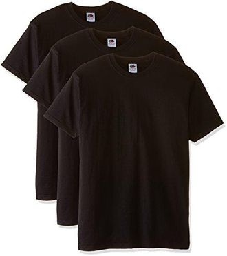 Fruit Of The Loom T-shirt - Col rond - Manches courtes Homme, Multicolore (Black/Black/Black), X-Large
