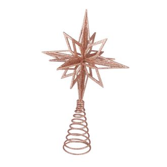 Cabilock Weihnachtsbaumspitze Stern Achtzackig Gl&auml;nzend Rosegoldener Baumspitzen-dekor Festival Christbaumschmuck Einfache Montage F&uuml;r Party Zuhause B&uuml;ro