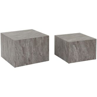Sweeek Sweeek - Lot de 2 tables basses effet marbre gris paros. l 58 x l 58 x h 40cm / l 50 x l 50 x h 33cm