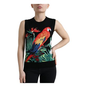 Dolce & Gabbana Vogelbesticktes Wollstrick Tanktop - - Tops - Damen - Mehrfarbig - XS
