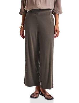 Street One A379432 Pantalon en Jersey &agrave; Jambes Larges, Marron Nomad, 46W / 26L Femmes