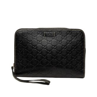 Gucci Pre-owned Embossed Leather Clutch - - Pre-owned - Damen - Schwarzk - ONE SIZE