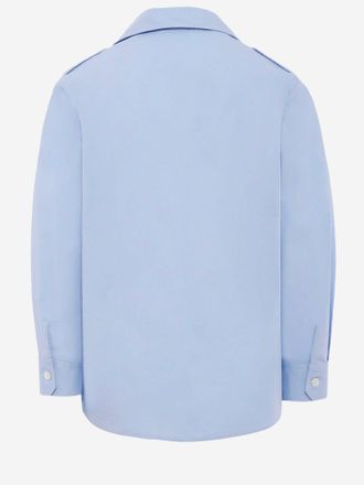 Gucci Girls Stretch Cotton Shirt Light Blue Blouses And