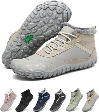 Saguaro Bottes de Neige pour Homme Femme Doublure Confortable Barefoot Chaussures Chaudes Bottines Hiver Antidérapant, Gris 47