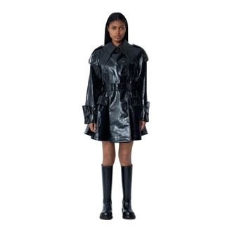 Chlo&eacute; Femme, Manteaux, Noir, Taille: 36 FR Patent Leather Trench Coat