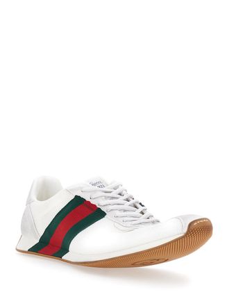 Gucci Mens Sneakers Tempo White Leather And Fabric Trainers