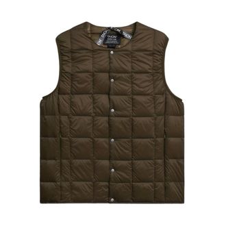 TAION Westen mit Knopfleiste und Rundhalsausschnitt - - Jackets - Herren - Braun - XS