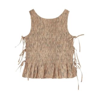 Ganni Weiter geschnittenes Oberteil aus elastischem Print-Stoff - - Tops - Damen - Braun - S
