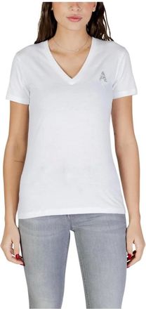 A|X Armani Exchange Femme, Tops, Blanc, Taille: 40 FR T-shirt en coton &agrave; manches courtes et col en V