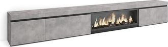 Skraut Home | TV-Schrank, Lowboard | für Wohnzimmer und Esszimmer | 317x45x35 cm | Elektrokamin XXL | Moderner Stil | Zement