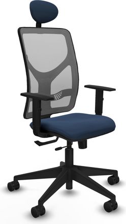 Piqueras y Crespo B&uuml;rostuhl, blau, mit 1D-Armlehnen, h&ouml;henverstellbare Lendenwirbelst&uuml;tze und festes Kopfteil, ausgestattet mit Syncro/Traslack und Schneideschaum, Grau