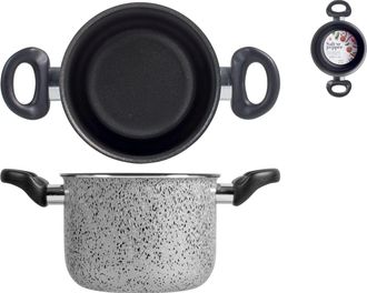 hOme Home Salt Peper Kochtopf, 16 cm, Aluminium, schwarz/grau