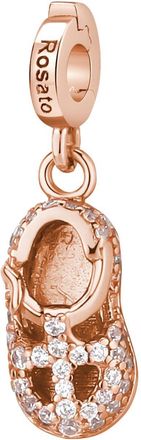 Rosato Storie Charm Kinderschuh aus Sterlingsilber in der Farbe Rosegold mit 51 weißen Zirkonia, Größe: 20 mm, RZ023