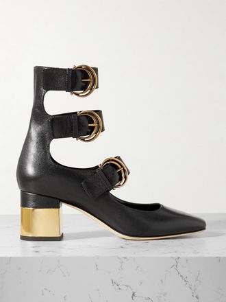 Chlo&eacute; Escarpins En Cuir &Agrave; Boucles Aliz&egrave; - Noir