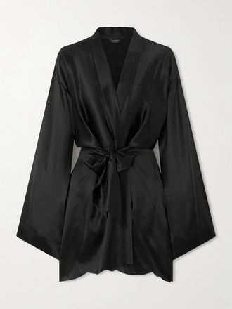 Balenciaga Mini-wickelkleid Aus Seidensatin Mit Bindeg&uuml;rtel - Schwarz