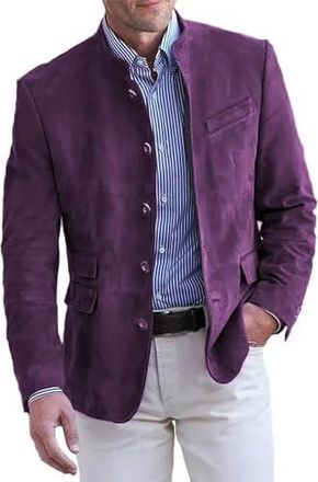 Generic Veste sportive et moderne pour homme - Blazer vintage d&eacute;contract&eacute; - Veste de mi-saison - Manteau court &eacute;l&eacute;gant - Veste bomber dhiver pour homme, viole