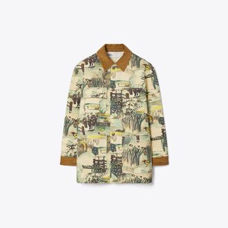 Tory Burch Bedruckte Barn Jacke aus Denim