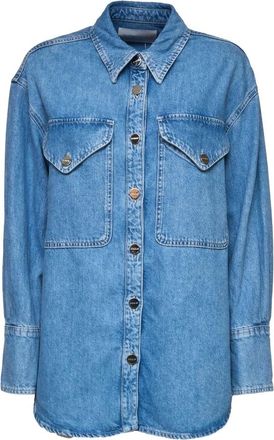 Dondup Femme, Blouses et Chemises, Bleu, Taille: 38 FR Camicia Over