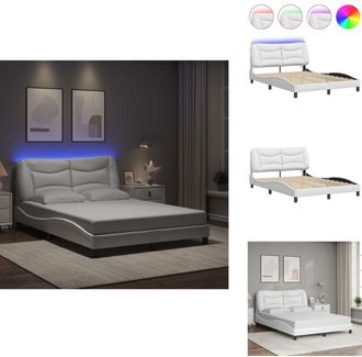 vidaXL Vidaxl - Cadre de lit avec led sans matelas blanc 140x200 cm - Lit Plateforme - Lit Design - Cadre Lit - Lit Avec Éclairage Led - Tête De Lit