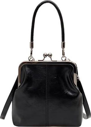 Generic Sac &agrave; bandouli&egrave;re pour femmes avec verrou &agrave; bisous en PU, sac moyen &agrave; couleur unie, &eacute;l&eacute;gant et vintage id&eacute;al pour voyager, travailler, aller &agrave; l&eacute;cole 