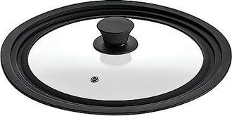 Schulte Ufer Universal-Glasdeckel ADRIANA passend für Pfannen mit Durchmesser 24 cm, 26 cm und 28 cm, Schwarz