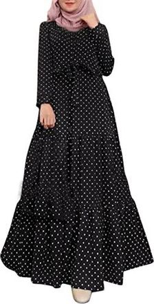 Generic Robes amincissantes pour femmes, robe imprim&eacute;e, v&ecirc;tements musulmans longs, 2026, Noir, XL